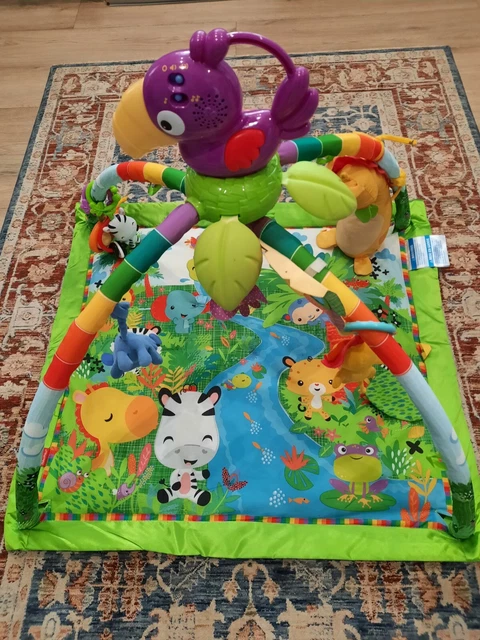 FISHER-PRICE RAINFOREST MUSIC & Lights Deluxe Gym Baby Play Activity ...