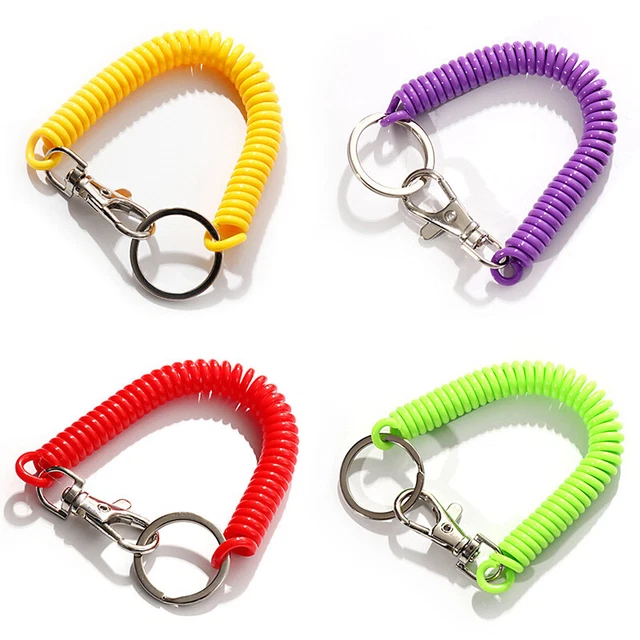 ELASTIC SPRING KEYCHAIN Rope Key Ring Anti-lost Phone Lanyard Spring ...
