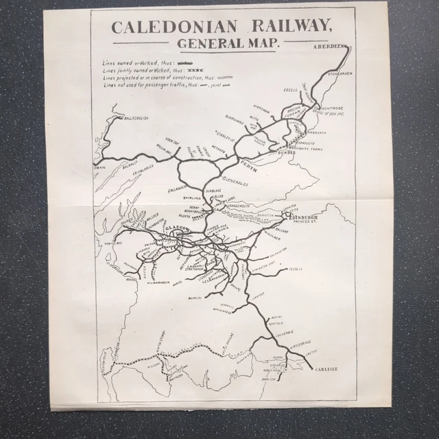 ORIGINAL 1920 RAILWAY Map of Caledonian Railway General Map £7.04 ...