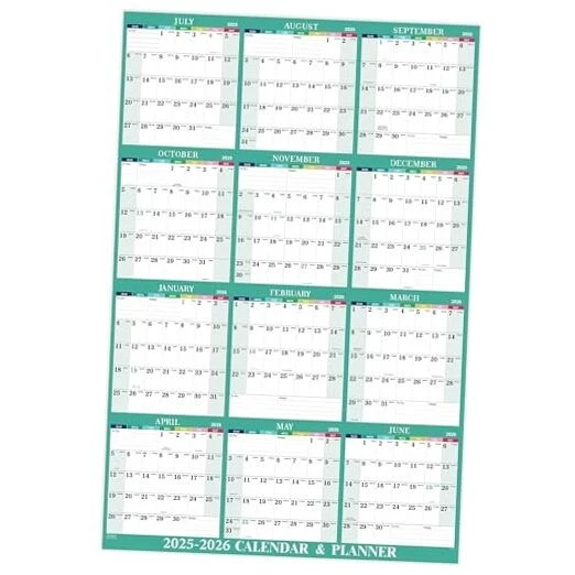 2025-2026 YEARLY EXTRA Large Yearly Wall Calendar 2025-2026 - Colorful ...