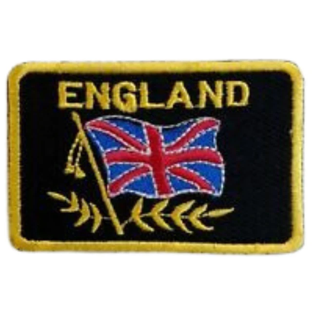 ENGLAND FLAG UNION Jack Black Iron Sew on Embroidered Patch £2.51 ...