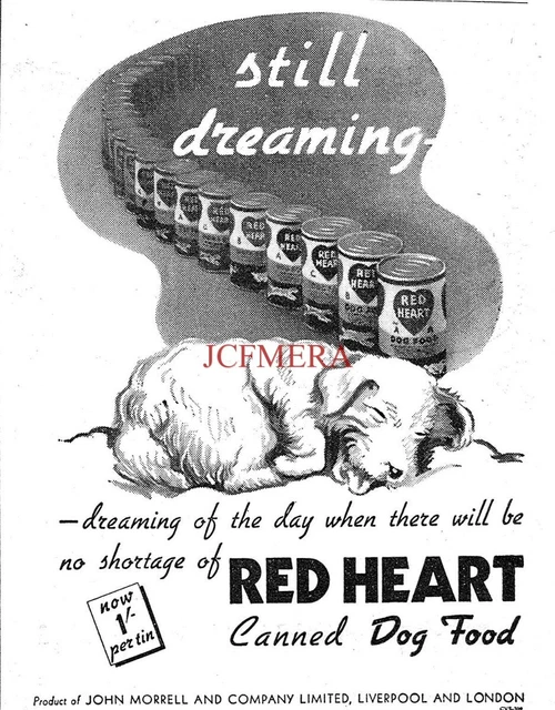 'RED HEART' CANNED Dog Food ADVERT (1) Small Vintage 1940s Print Ad 162 ...
