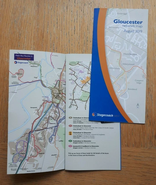 STAGECOACH WEST GLOUCESTER Bus Network Map and Guide Aug 2019 mint ...