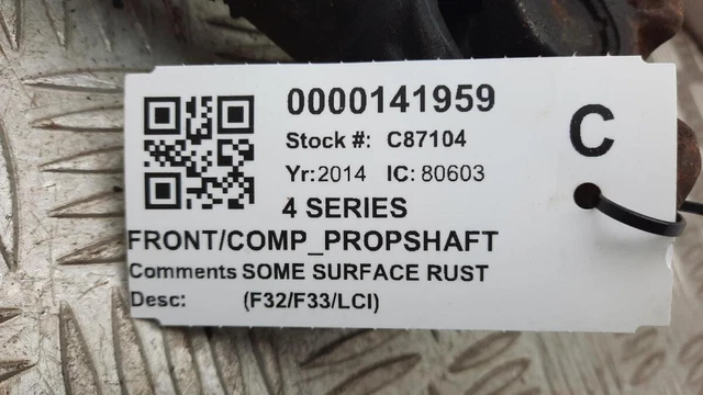 BMW 4 SERIES Front/Comp_Propshaft Some Surface Rust 26209425910 £130.00 ...