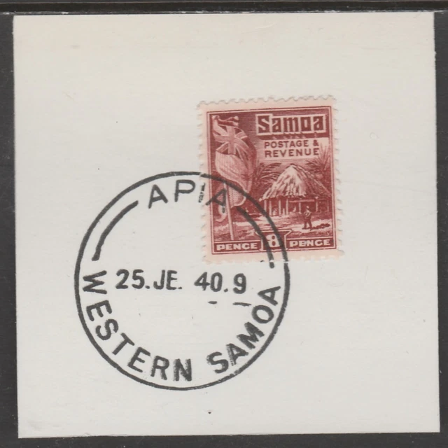 SAMOA 1921 NATIVE HUT 8d on piece with MADAME JOSEPH FORGED POSTMARK £8 ...