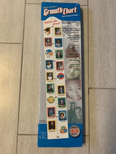 WATCH ME GROW Children's Growth Chart With Picture Frames Display- Open ...