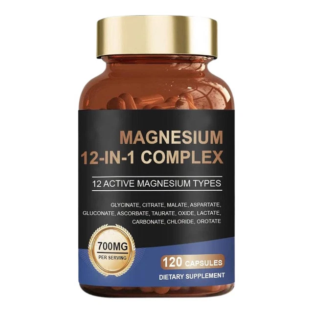 1-3PCS MAGNESIUM 12 in 1 Complex Magnesium Glycinate Citrate Malate L ...