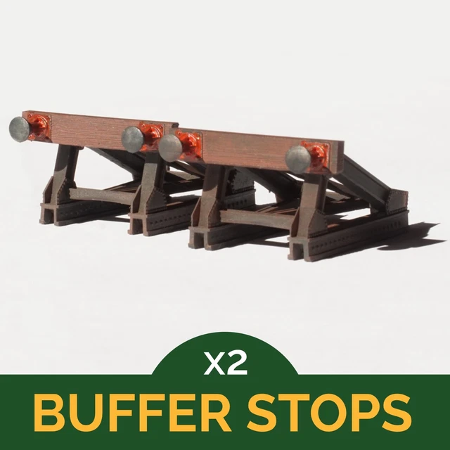 PAIR OF MODEL Railway Buffer Stops - Weathered Hand Painted OO Gauge 1: ...