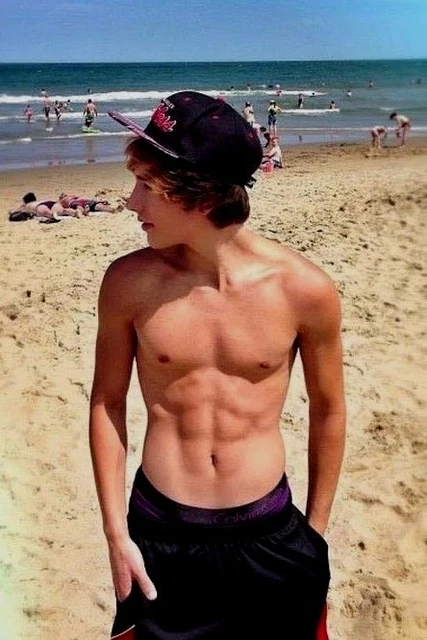 Shirtless Male Shaggy Haired Cute Guy Man Woods Swimmers Build Photo