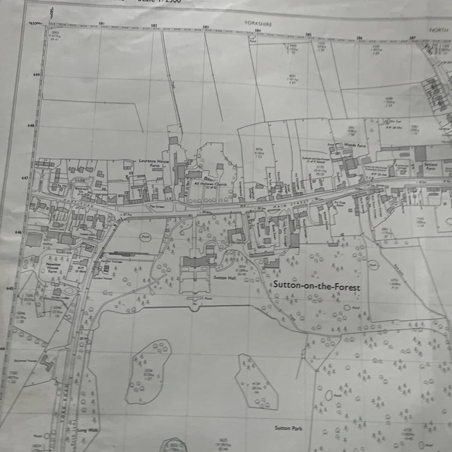 VINTAGE SURVEYOR TOWN Map Plan 1971 Sutton On the Forest Near York ...