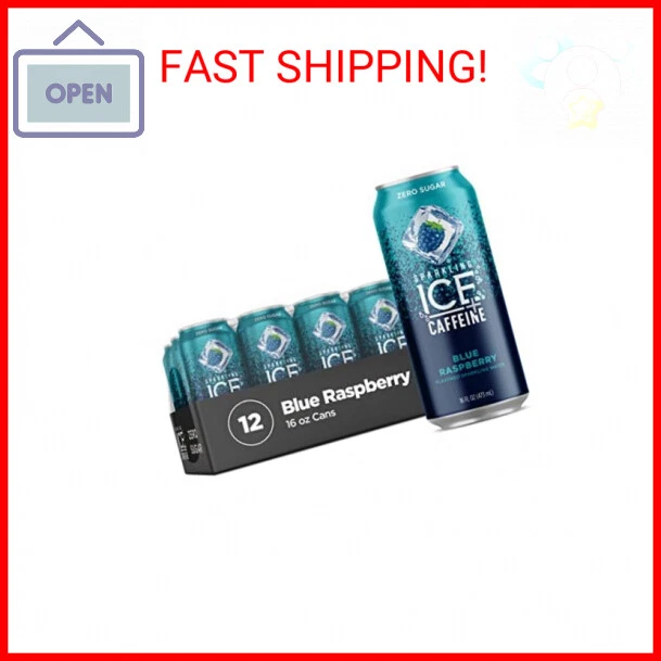 SPARKLING ICE +CAFFEINE Blue Raspberry Sparkling Water, with ...