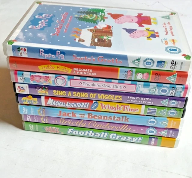 8 X PRE-SCHOOL Cartoon DVDs Peppa Pig Hello Kitty Shopkins The Wiggles ...