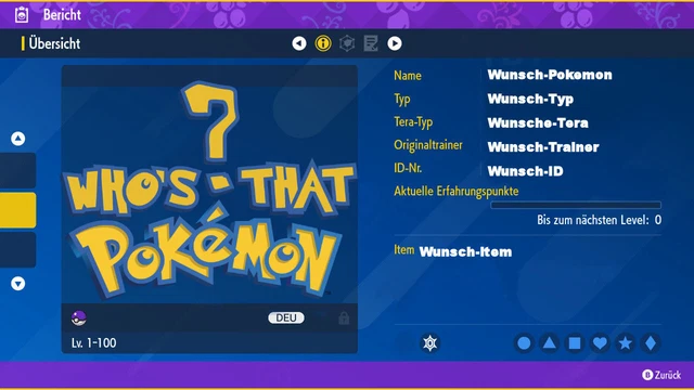 WUNSCH POKEMON SHINY/ non Shiny Wesen Item Fähigkeit Pokemon Karmesin ...