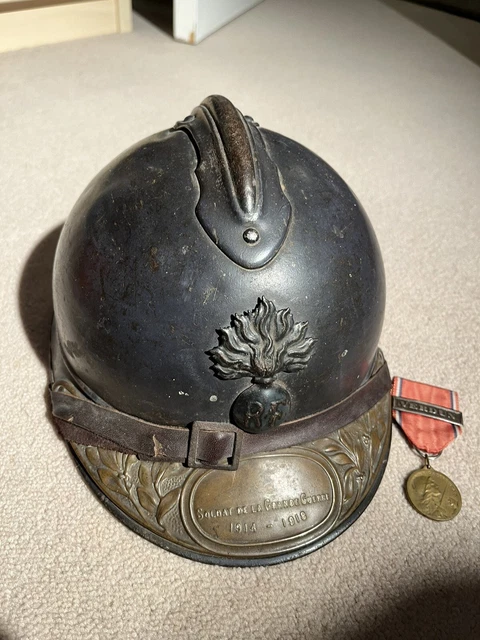 WW1 HELMET FRENCH Infantry Adrian, 100% Original With Veteran Plate ...
