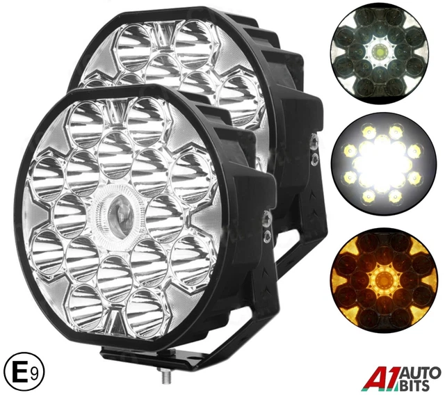 9& ROUND X2 Full Led Driving Spotlight Spotlamp + Side Light 12V 24V E ...