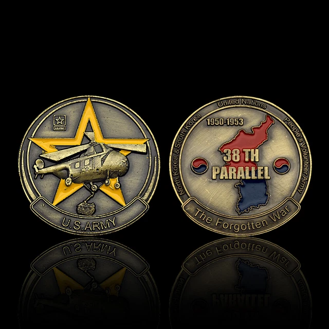 KOREAN WAR 38TH Parallel Coin US Army Helicopter Bronze Challenge Coin ...