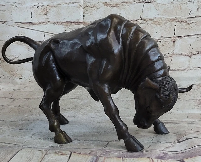 SIGNÉE MILO MÂLE Bull Espagnol Bronze Sculpture Marbre Base Statue ...