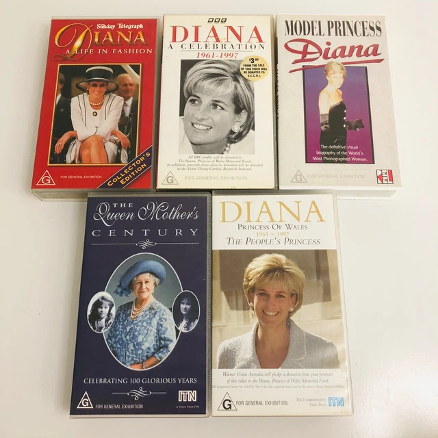 VINTAGE- PRINCESS DIANA VHS Collection (5 Tapes) PLUS The Queen Mother ...