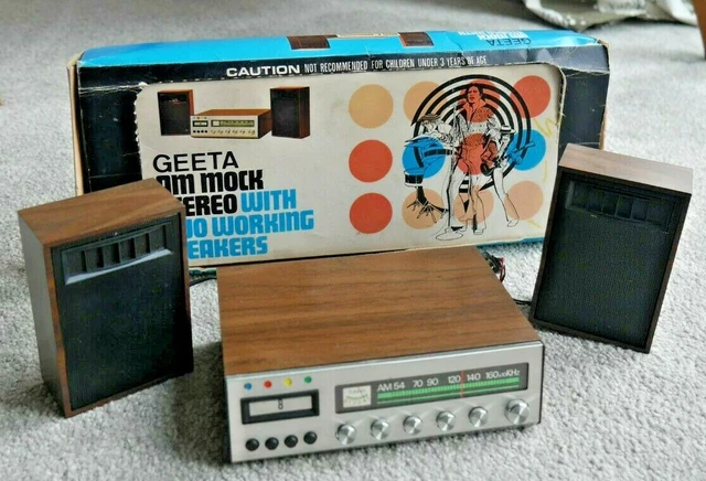 VINTAGE GEETA AM MOCK STEREO & SPEAKERS RARE 1970's HONG KONG BOXED ...