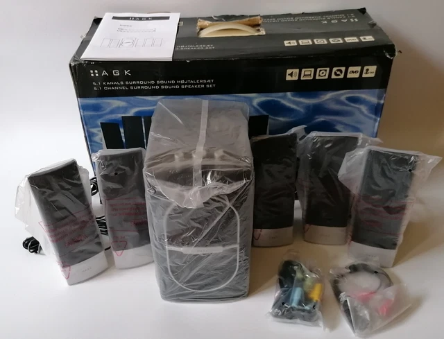 AGK 5.1 SURROUND Sound - 5 Speakers and 1 Subwoofer - NIB - Home Cinema ...