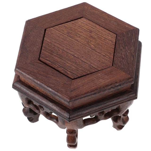 WOODEN PEDESTAL BASE Display Stand Hexagonal Wood Plant Stand Display ...