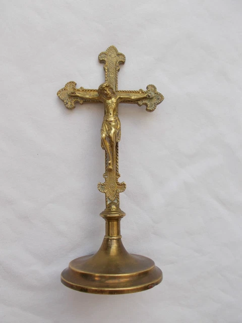 CRUCIFIX AUTEL CHRIST Croix Bronze Objet Religieux Xix Antique ...