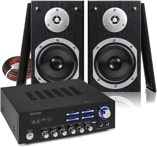 HIFI BLUETOOTH BOOKSHELF Stereo System 5" Passive Speakers Amplifier ...