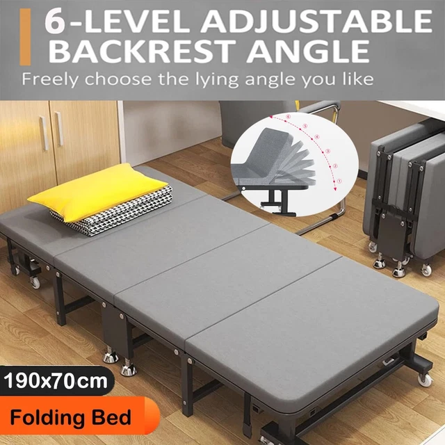 HEAVY DUTY SINGLE Folding Bed With Mattress Camping Travel Single Guest ...