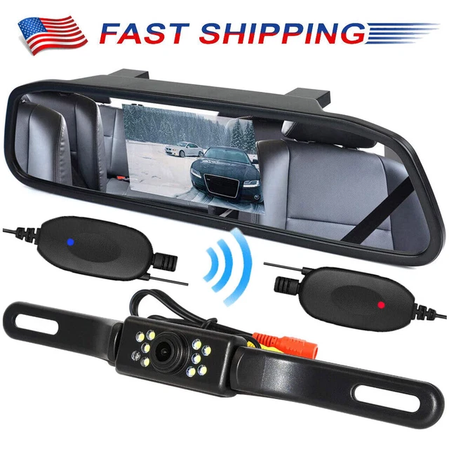 WIRELESS CAR BACKUP Camera Rear View System Night Vision 4.3in Mirror ...