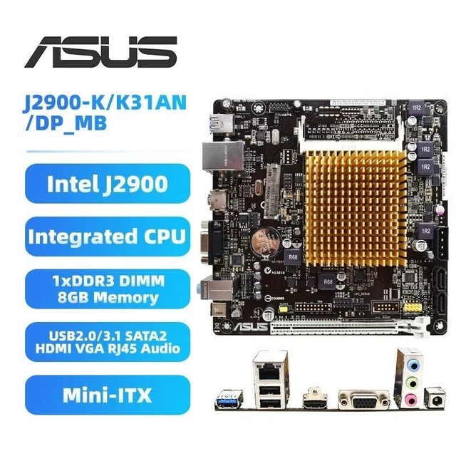 ASUS J2900-K INTEL J2900 Integrated CPU DDR3 SATA2 HDMI Motherboard ...