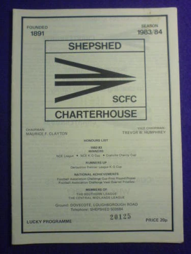 PROGRAMME - SHEPSHED Charterhouse v Oldbury 20 Aug 1983 £3.99 - PicClick UK