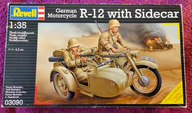 REVELL 1:35 R-12 German Motorcycle w/Sidecar Model Kit #03090 COMPLETE ...