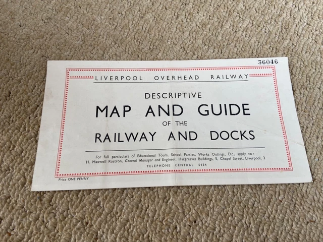 ORIGINAL FOLD-OUT LIVERPOOL Overhead Railway Descriptive Map and Guide ...