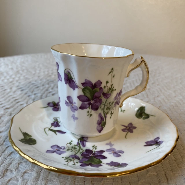 VICTORIAN VIOLETS HAMMERSLEY Bone China Coffee Tea Cup and Saucer ...