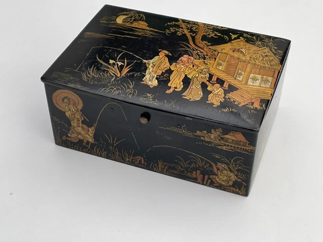 BOITE EN PAPIER Maché Décor Japonisant Epoque Napoléon III EUR 45,00 ...