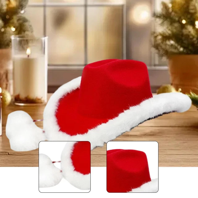 CHRISTMAS COWBOY HAT Santa Claus Western Hat for Dress up Halloween ...