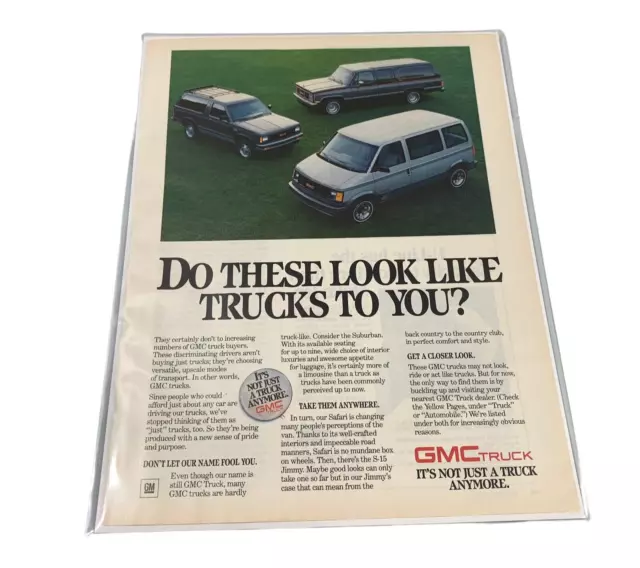 VINTAGE PRINT AD 1987 GMC Truck Genuine Magazine Advertisement Ephemera ...