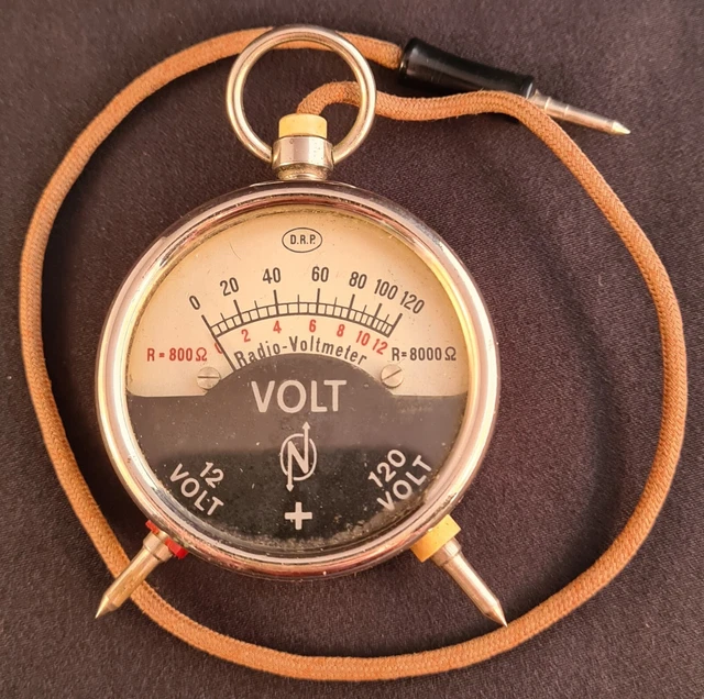 VINTAGE POCKET VOLTMETER Collectible Rare Metal Glass Measuring ...