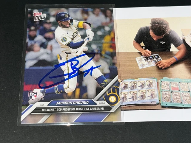 JACKSON CHOURIO MILWAUKEE Brewers firmato auto 2024 Topps ora 1a ora ...