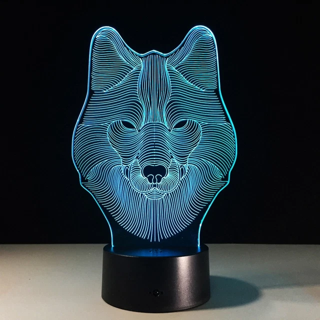 3D LAMP VISUAL Light Effect Touch Colors Changes Night Light (Wolf) £16 ...