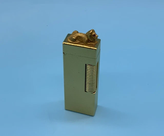 VERY RARE VINTAGE Dunhill Gold Plated Rollergas Lighter With Lion Top ...