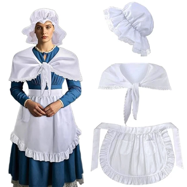 COLONIAL COSTUME ACCESSORIES Maid Waitress Aprons Shawl Mobs Caps Maid ...