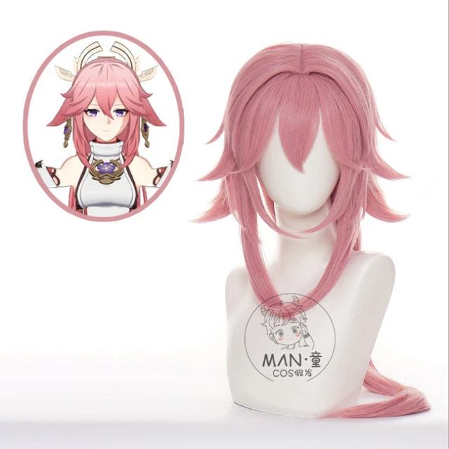 GAME GENSHIN IMPACT Yae Miko Cosplay Wig Long Pink Hair Heat Resistant £20.26 - PicClick UK