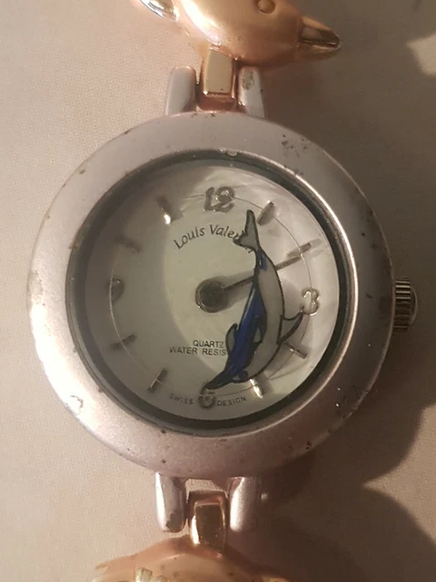 LOUIS VALENTIN QUARTZ Water Resistant Swiss Design Dolphin Watch £5.00 ...