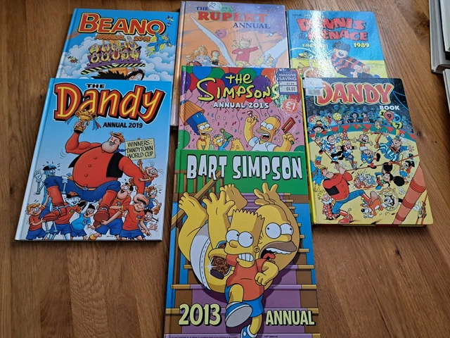 DANDY,BEANO,RUPERT,THE SIMPSONS, BART Simpson, Dennis the Menace, 7 x ...