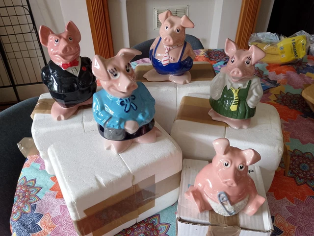 WADE PIGS NATWEST PIGS FULL SET OF 5 PIGGY BANKS with original stoppers ...