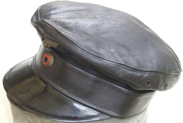 ORIGINAL DDR DEUTSCHE Reichsbahn Schirmmütze Lockführer Dampflock Leder ...