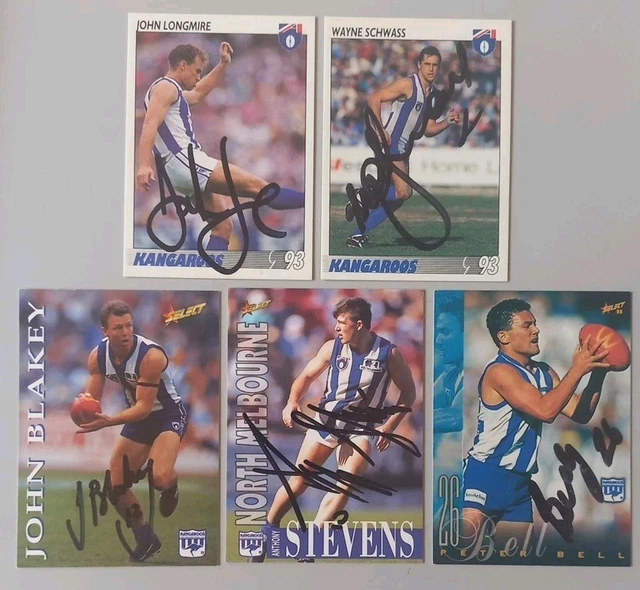 NORTH MELBOURNE KANGAROOS Signed Autograph Select AFL Cards Lot X 5 $25 ...
