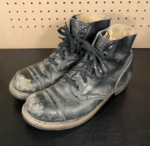 VINTAGE PANCO TUFTEX Black Military Mid Combat Boots Sz 10 1/2 Vietnam ...