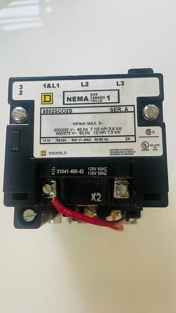 SQUARE D 8502SCO2V02S AC Magnetic NEMA Size 1 Contactor $843.30 ...